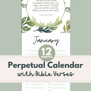 Perpetual Calendar With Bible Verses, Forever Calendar With Bible ...