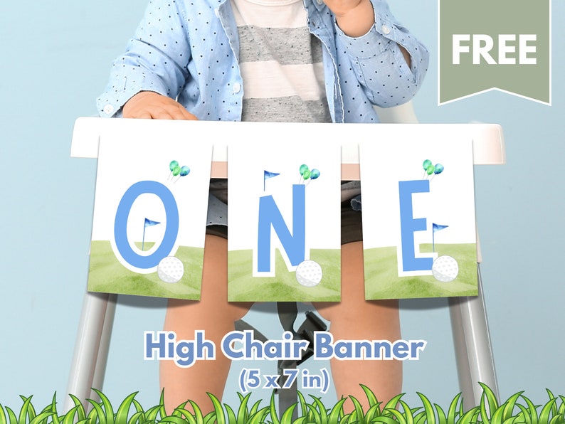 Golf First Birthday Photo Banner Canva Template, Hole in One Birthday ...