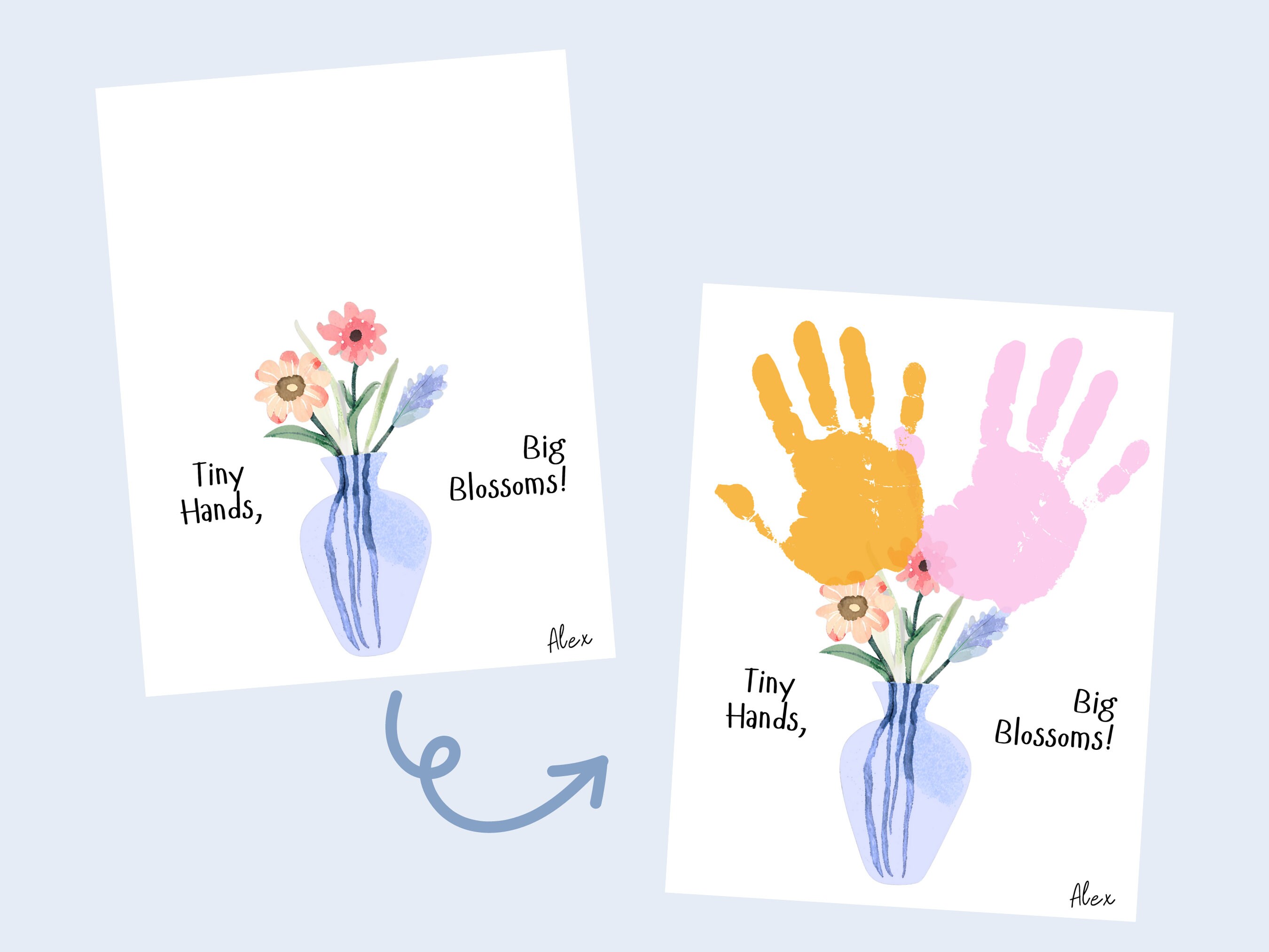 Flower Handprint Craft Printable, Flower Bouquet Handprint for Kids ...