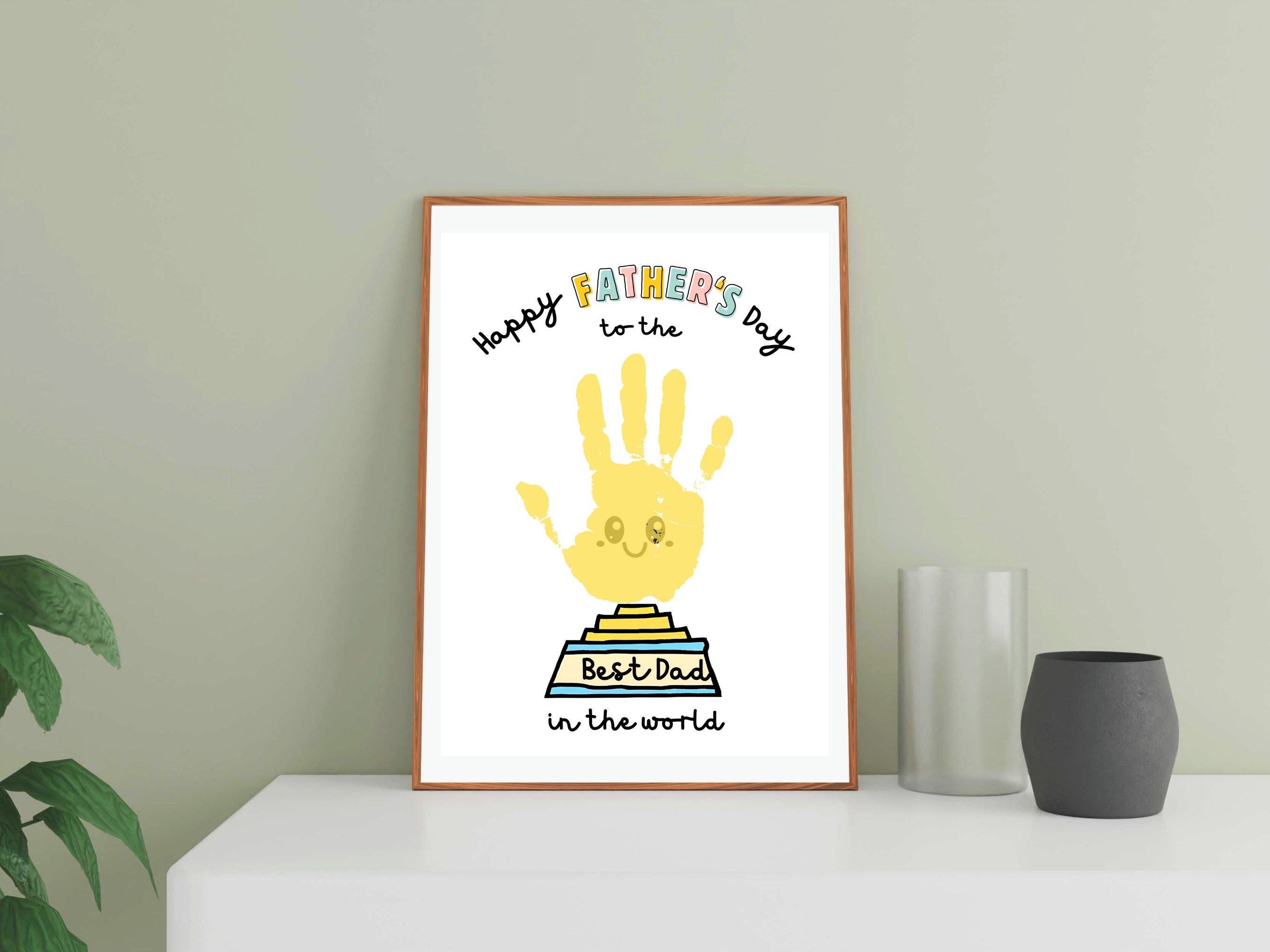 Father's Day Handprint Craft Printable, Best Dad Trophy Handprint, Gift ...