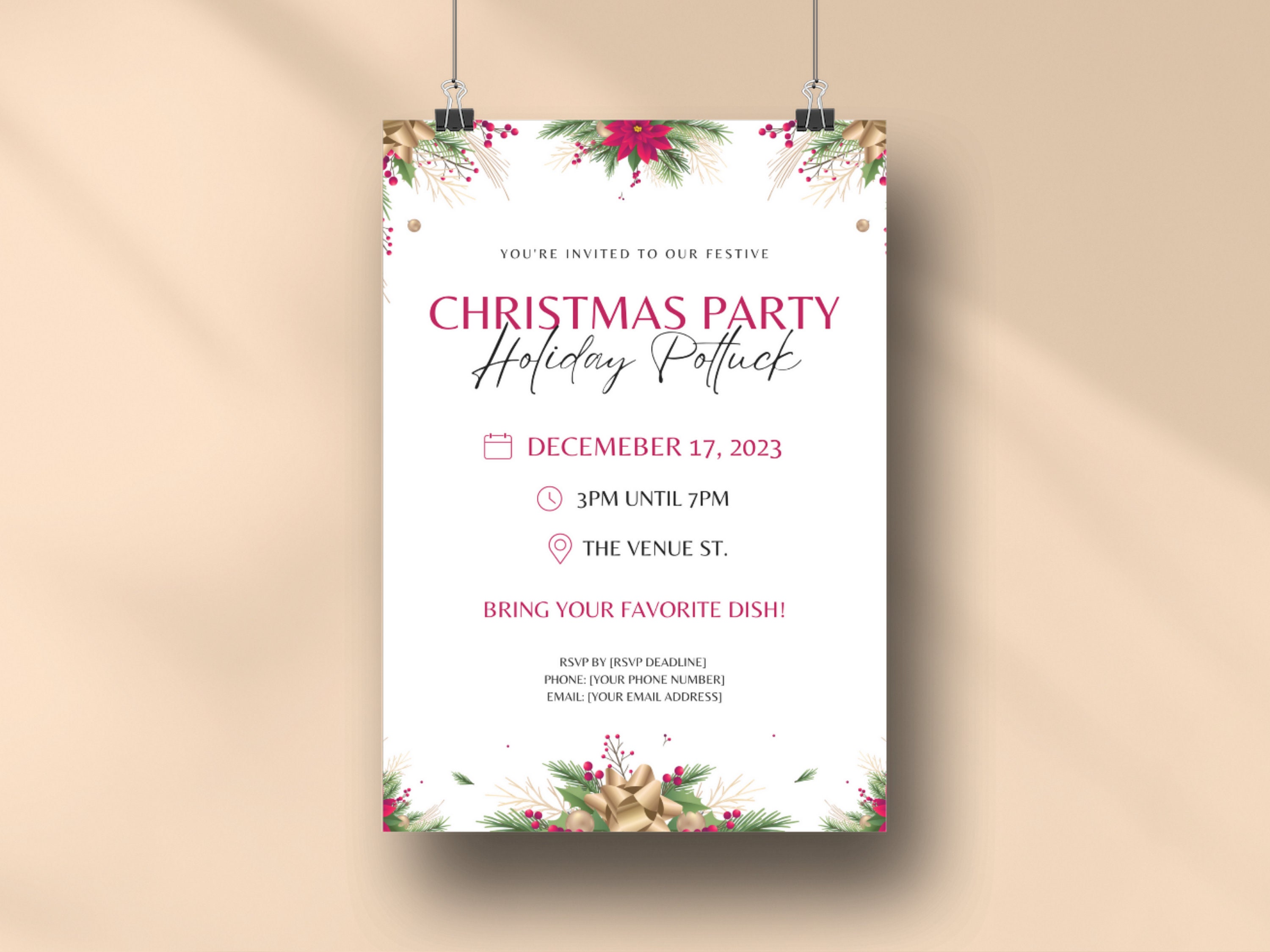 Potluck Invitation Template, Editable and Printable Potluck Invitation ...