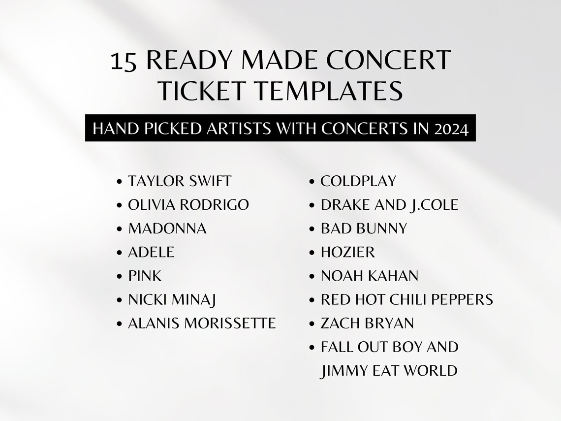 Editable Concert Ticket Canva Template, Custom Concert Ticket, Concert ...