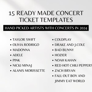 Editable Concert Ticket Canva Template, Custom Concert Ticket, Concert ...