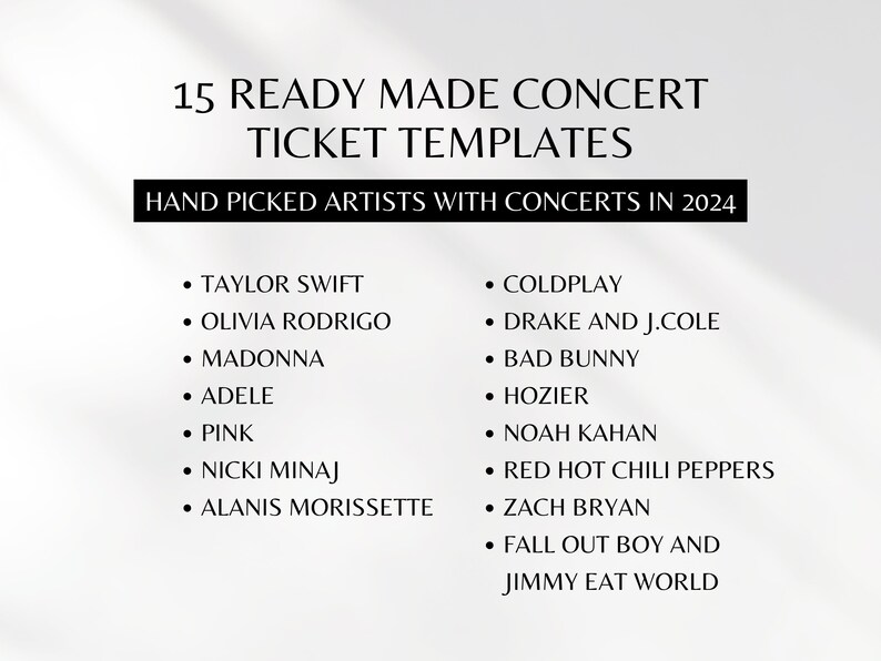 Editable Concert Ticket Canva Template, Custom Concert Ticket, Concert ...