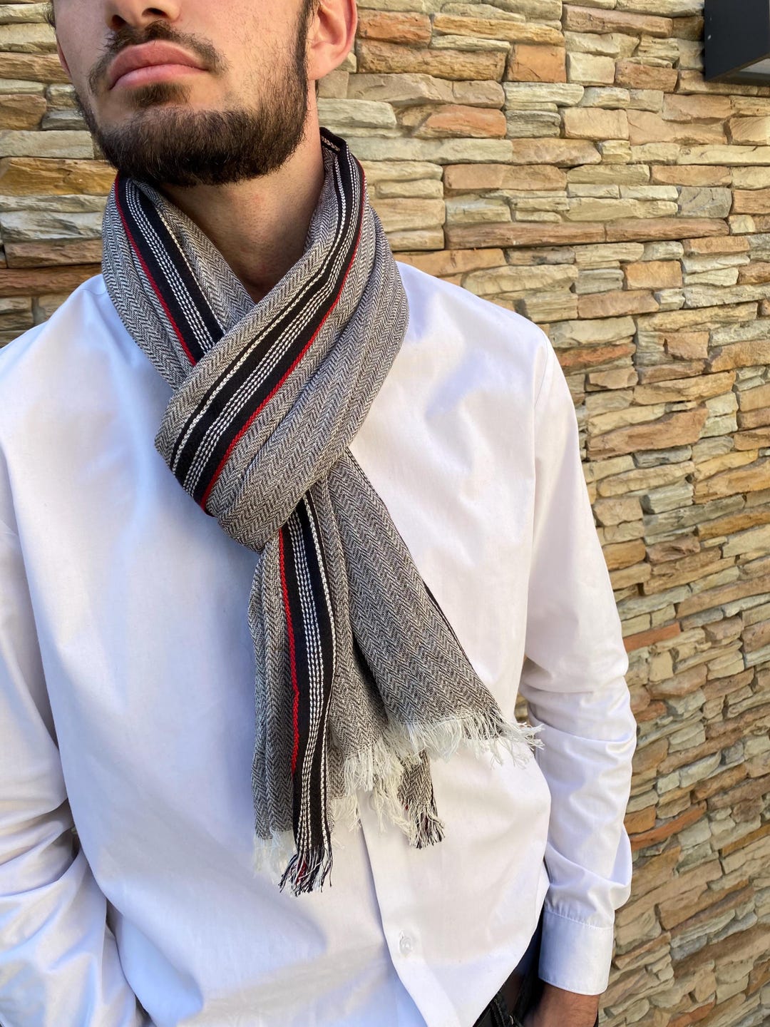 Men's Scarf, Cheche, 100% Woven Cotton Men's Scarf, Gift for Him ...