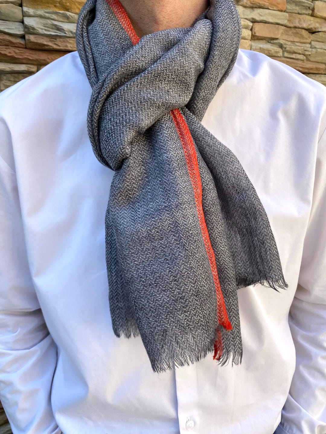 Men's Wool Scarf, 100% Woven Wool Men's Scarf Winter Men's Fashion, Men ...