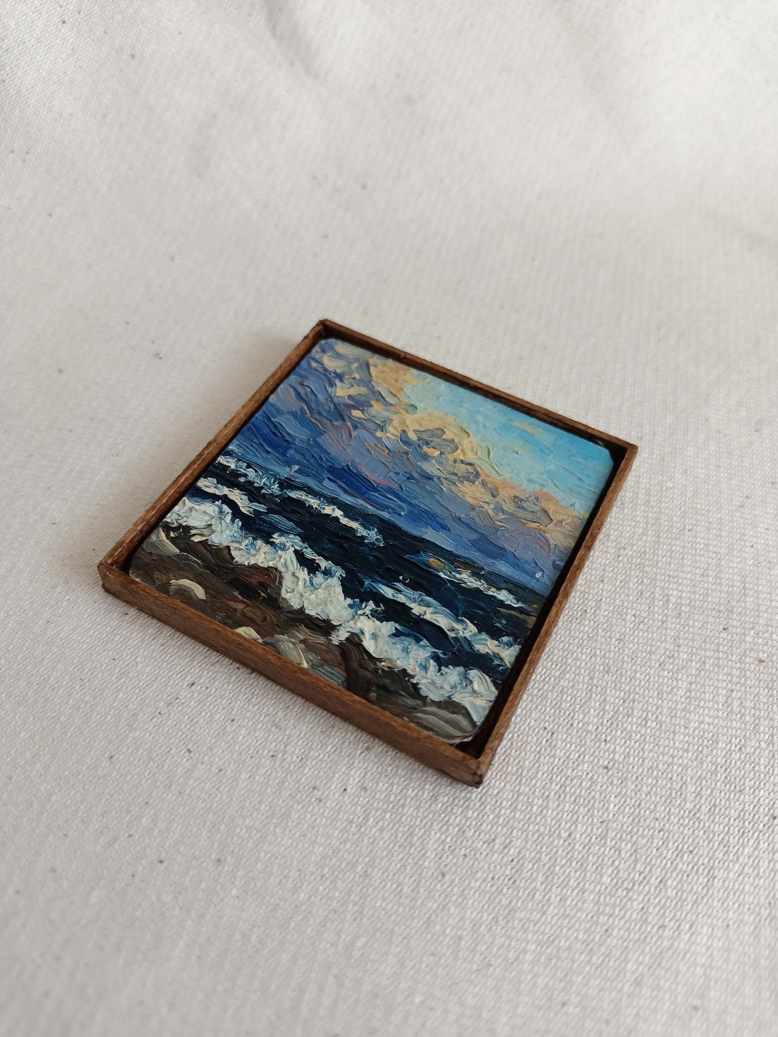 Breeze, Tiny Oil Painting Mini Scenery Painting, Fridge Magnet Art With ...