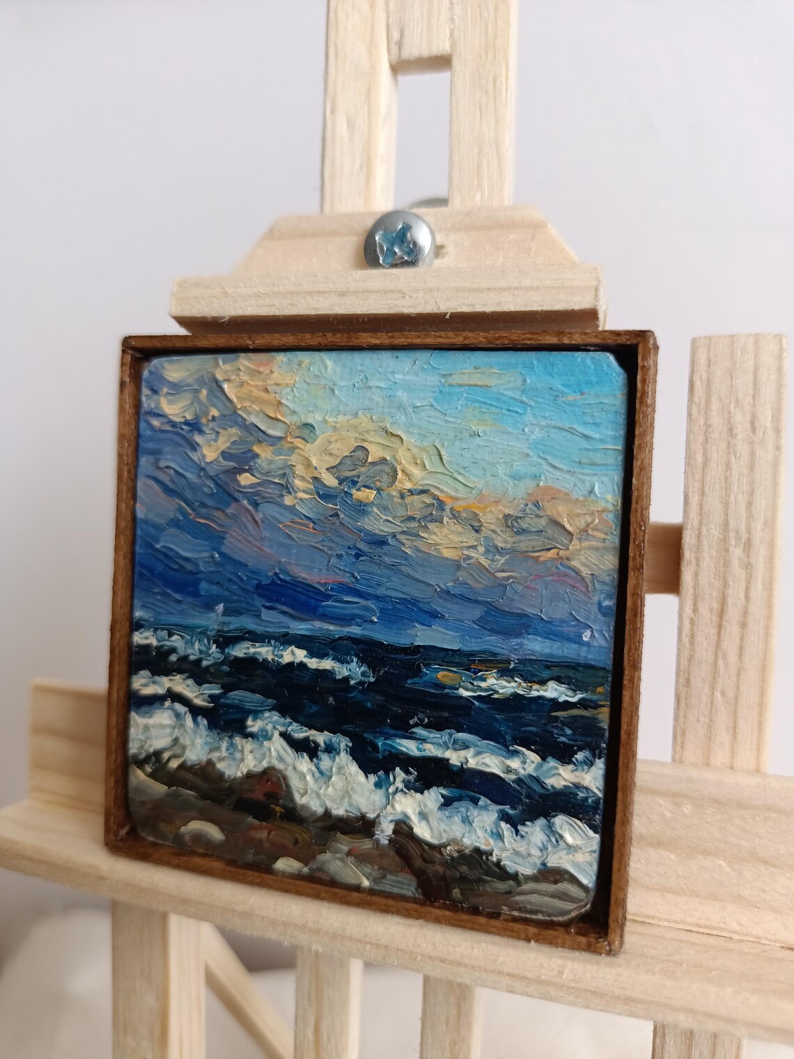 Breeze, Tiny Oil Painting Mini Scenery Painting, Fridge Magnet Art With ...