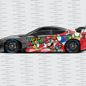 Super Mario Car Side Wrap, Full Color Graphics, Vinyl Livery Decal Fit ...