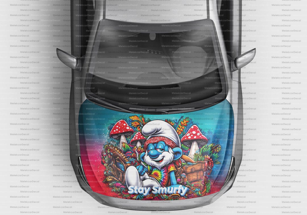 Papa Smurf Vinyl Hood Decal – Cartoon Car Sticker– Funny Papa Smurf Art ...