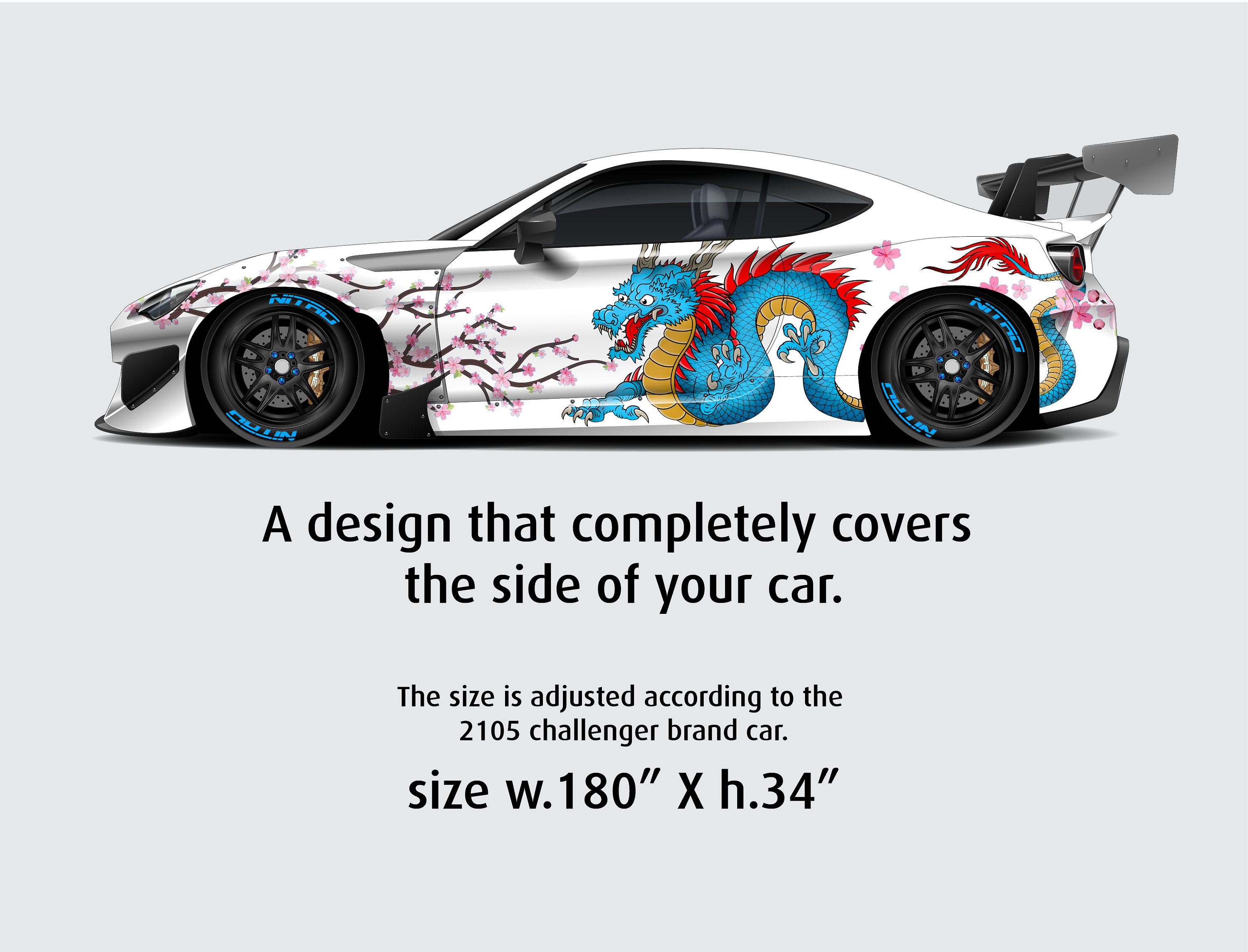 Dragon Character, Sakura Livery, Large Vehicle Graphics, Side Car Decal ...