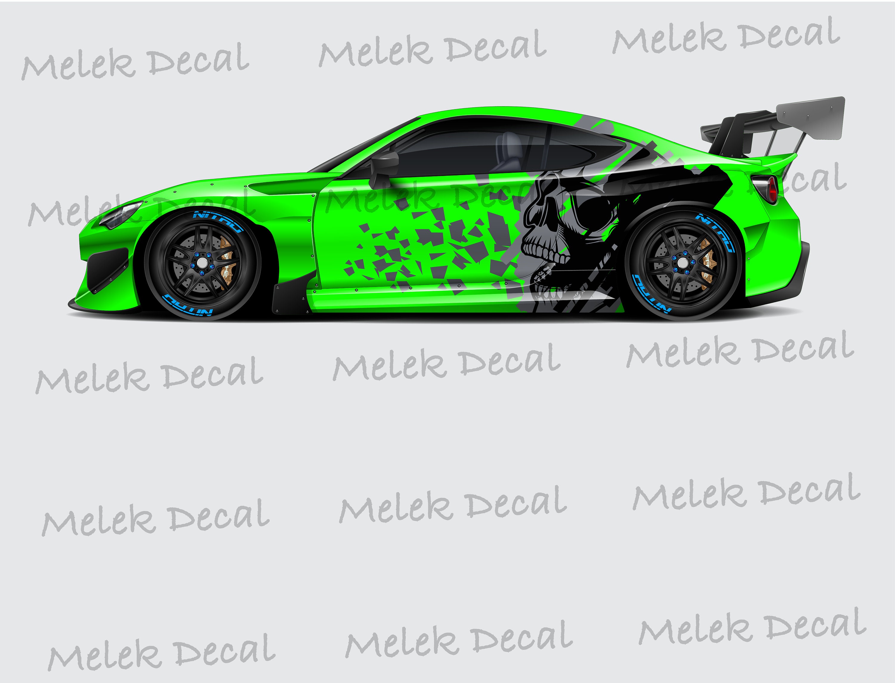 Skull, Skeleton Design Car Wrap, Large Wrap Car Design. INCLUDES BOTH ...