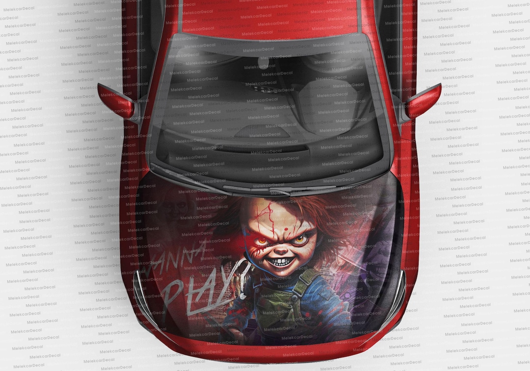 Chucky Car HOOD Stickers, Halloween, Wanna Play? Horror Movie Character ...