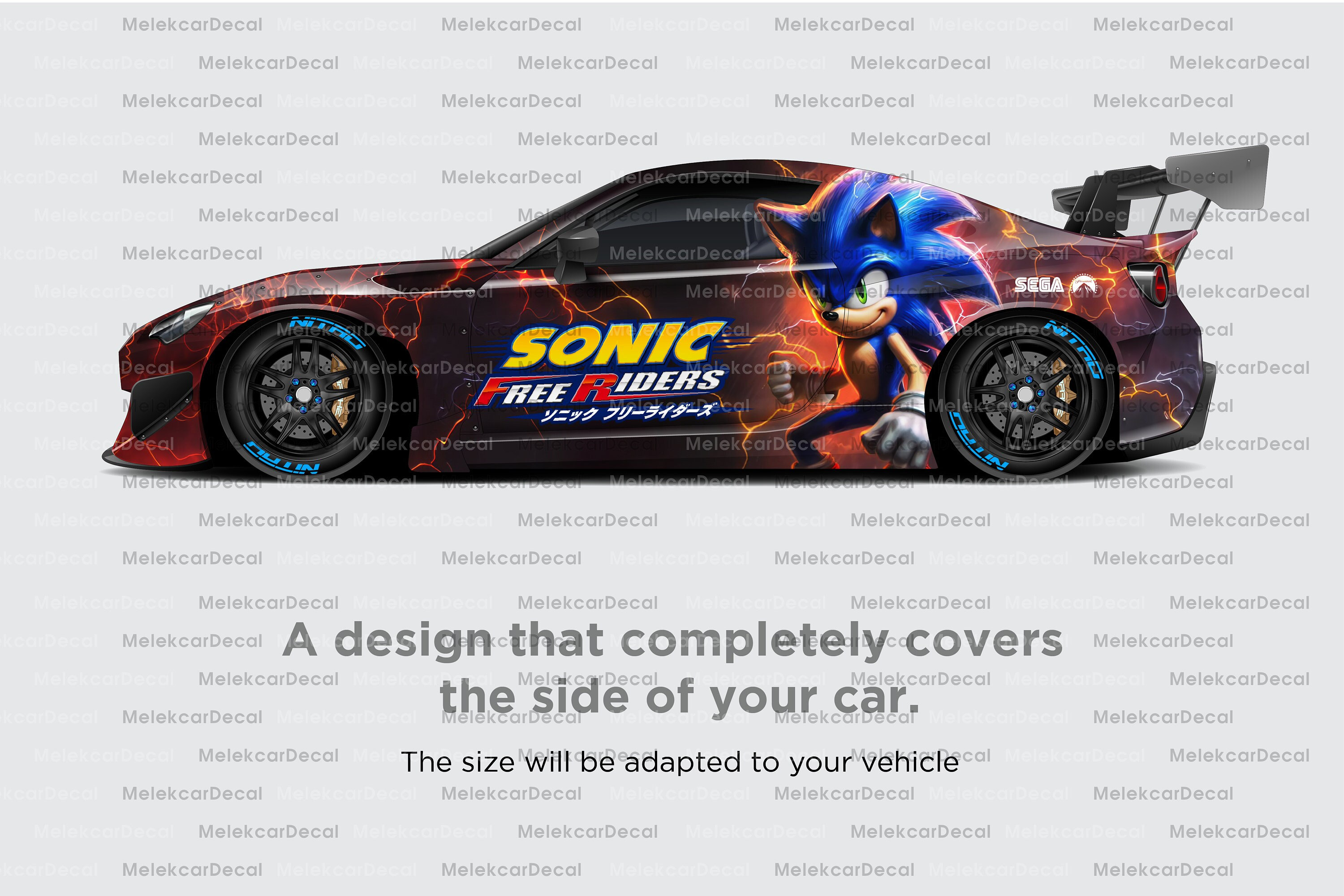 Sonic the Hedgehog Car Side Wrap, Full Color Graphics, Vinyl Livery ...