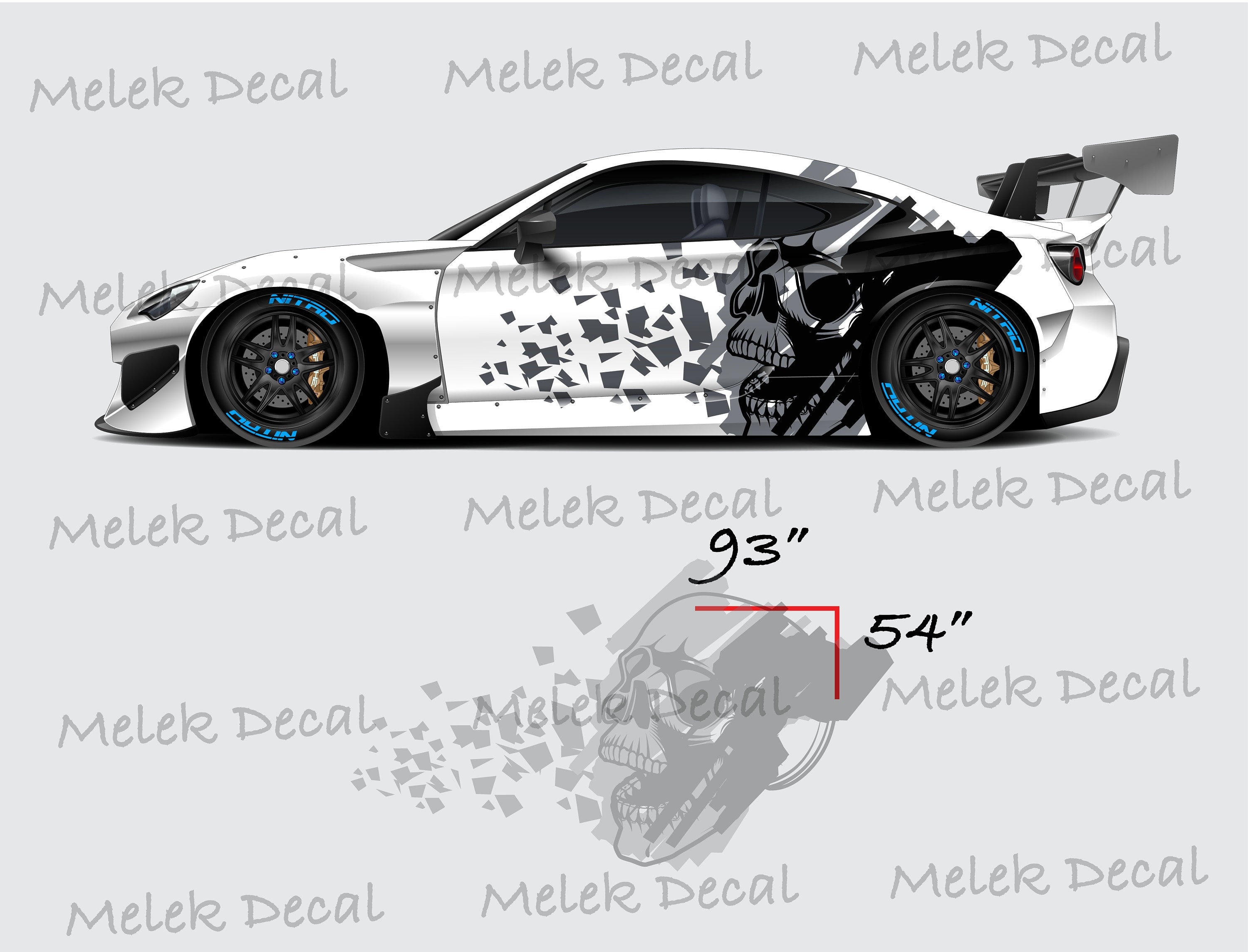 Skull, Skeleton Design Car Wrap, Large Wrap Car Design. INCLUDES BOTH ...