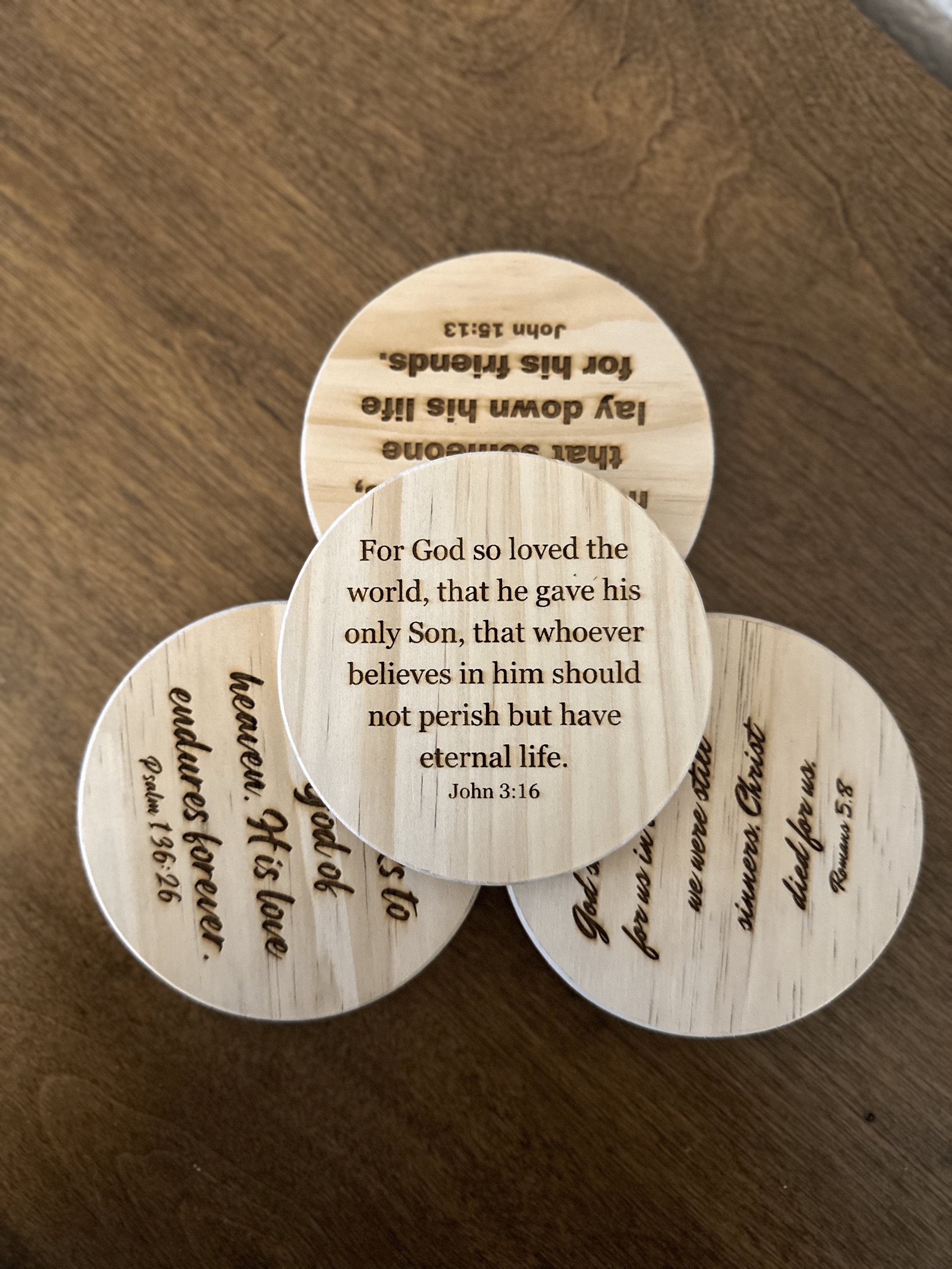Custom Laser Engraved Bible Verse Wooden Coasters, Coaster Set ...