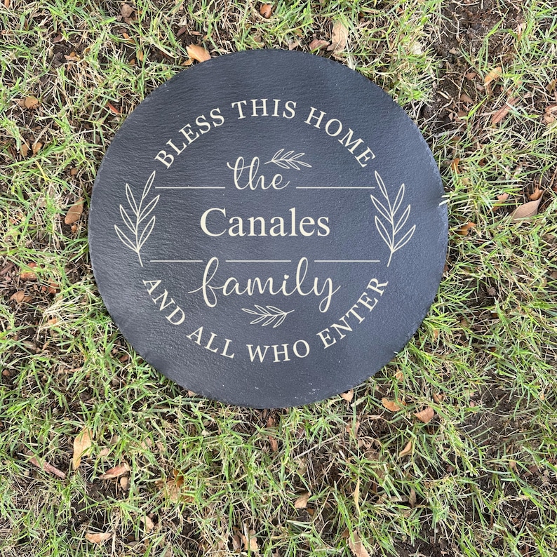 Laser Engraved Family Slate Garden Stone: Welcome Home Gift - Etsy