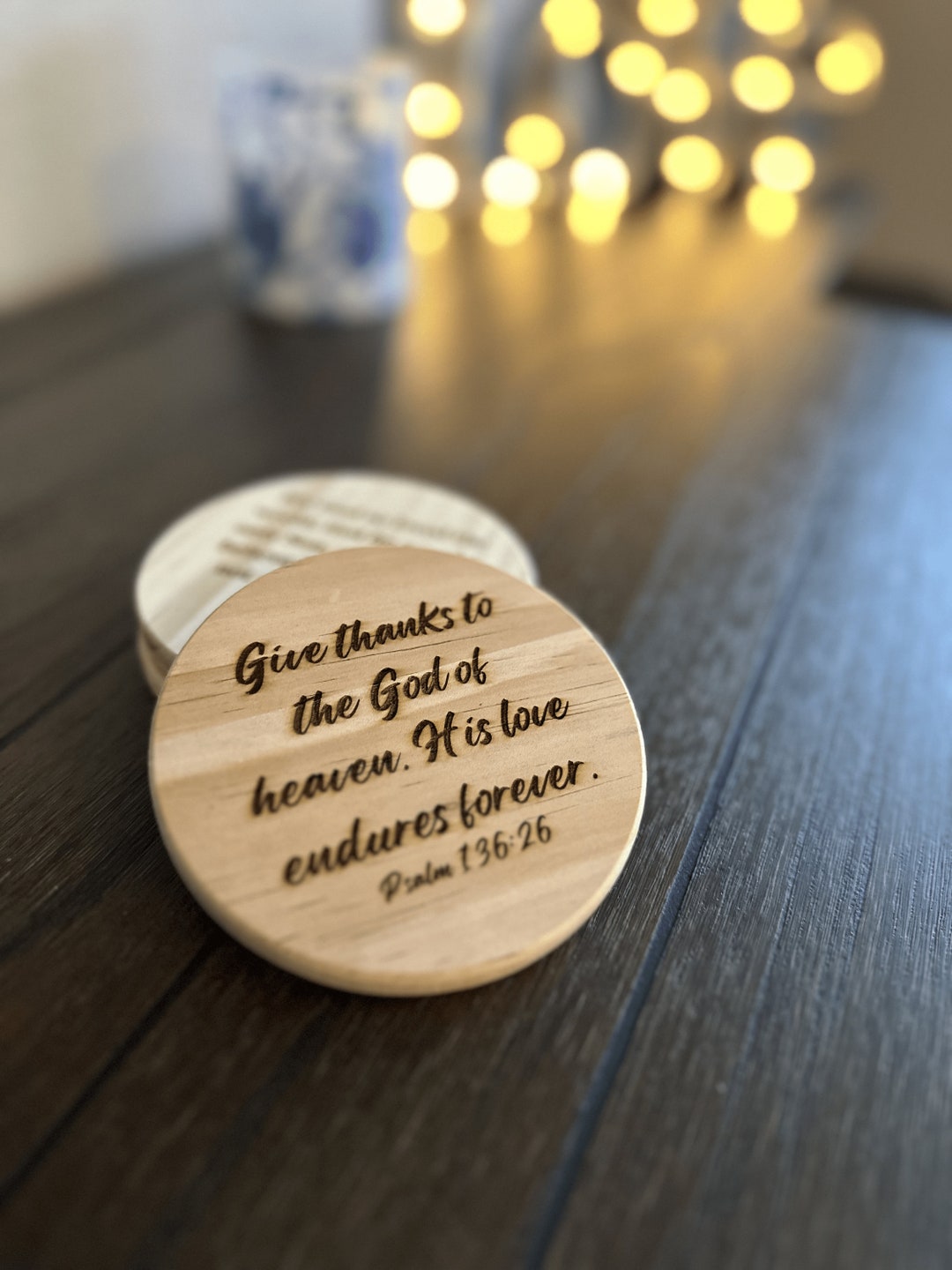 Custom Laser Engraved Bible Verse Wooden Coasters, Coaster Set ...