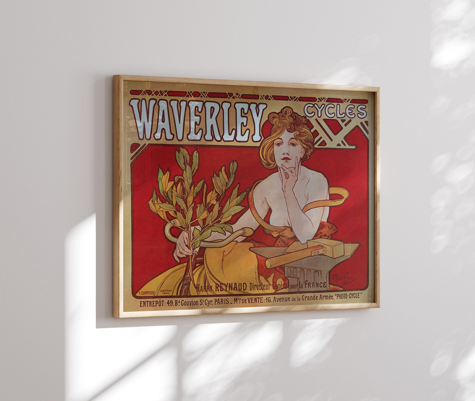 Alphonse Mucha Cycles Waverley, Vintage Art Print, Canvas Print Wall ... Alphonse Mucha Cycles Waverley, Vintage Art Print, Canvas Print Wall ...