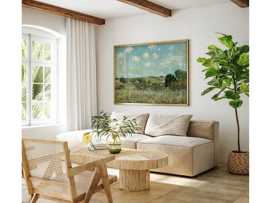 The Meadow Vintage Painting, Vintage Art Print, Canvas Print Wall Art ...