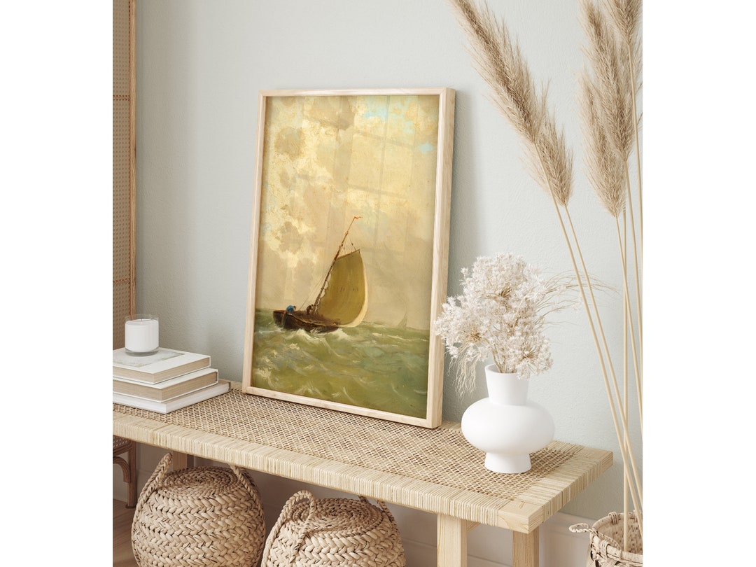 Segelboot Vintage Gemälde | Vintage Kunstdruck | Wandbild Leinwand | Digitaler Download | Alte ...