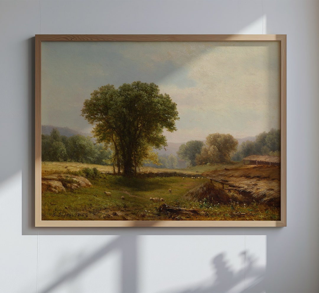 Landscape With Sheep George Inness , Vintage Art Print, Canvas Print ...