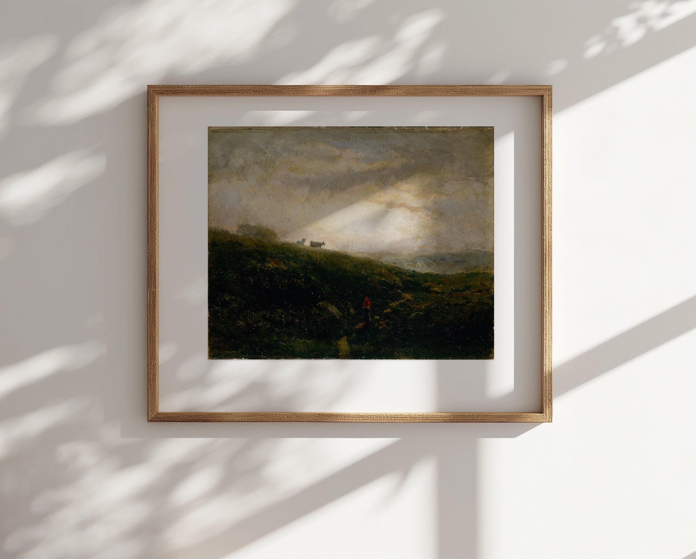 Cows Descending Hillside, Vintage Art Print, Canvas Print Wall Art ...