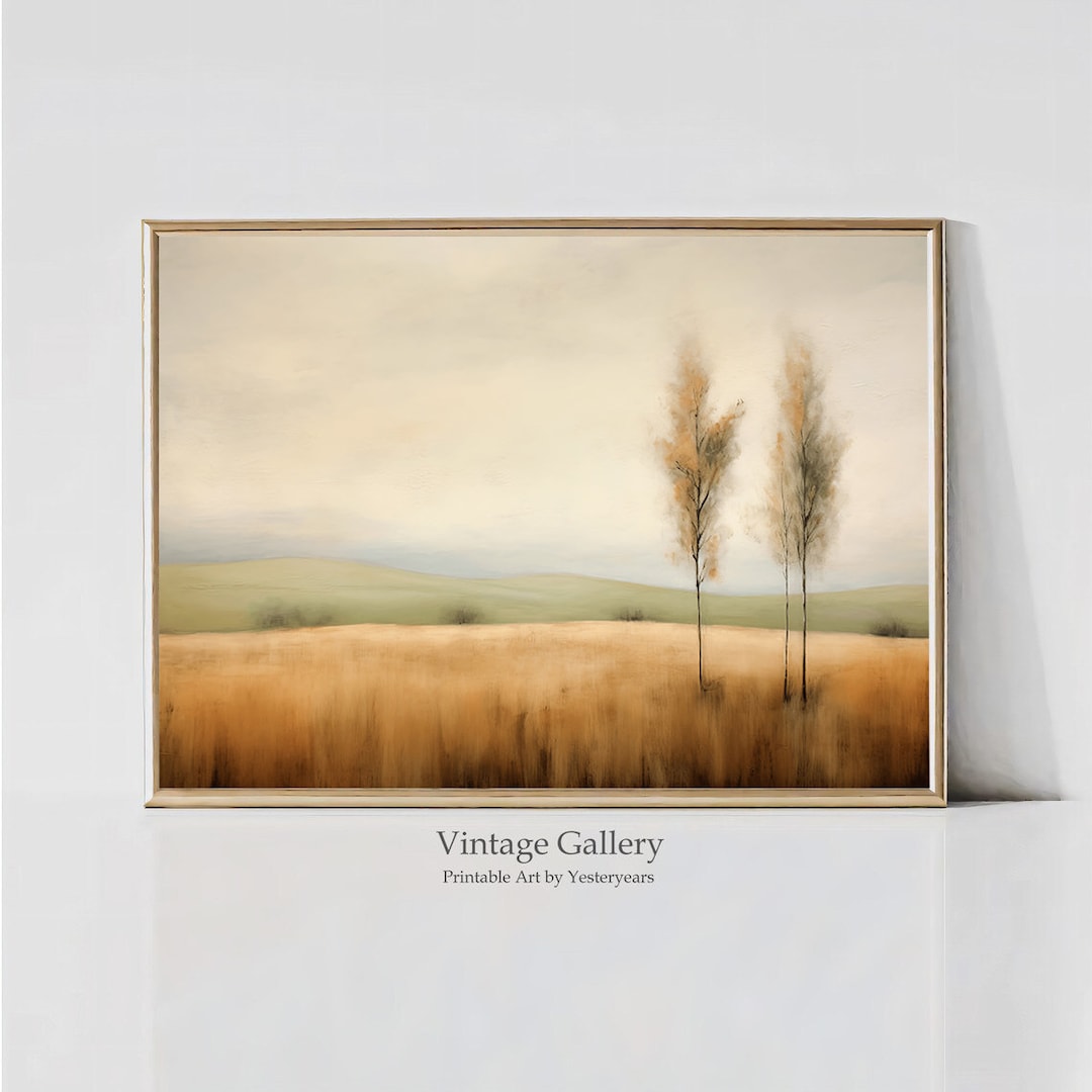 Two Trees Vintage Painting Printable Art Instant - Etsy