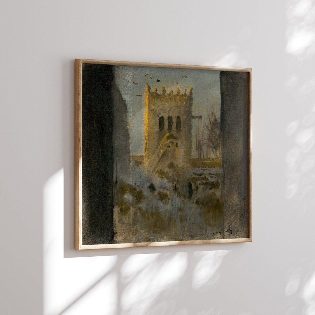 Belfry in Strážky Slovak Painting, Canvas Print Wall Art, Vintage Art ...