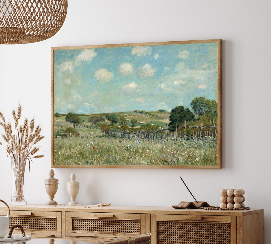 The Meadow Vintage Painting, Vintage Art Print, Canvas Print Wall Art ...