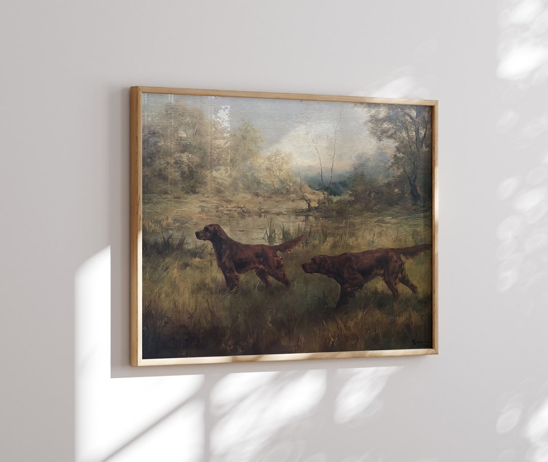 Irish Setters on Point, Vintage Art Print, Canvas Print Wall Art ...