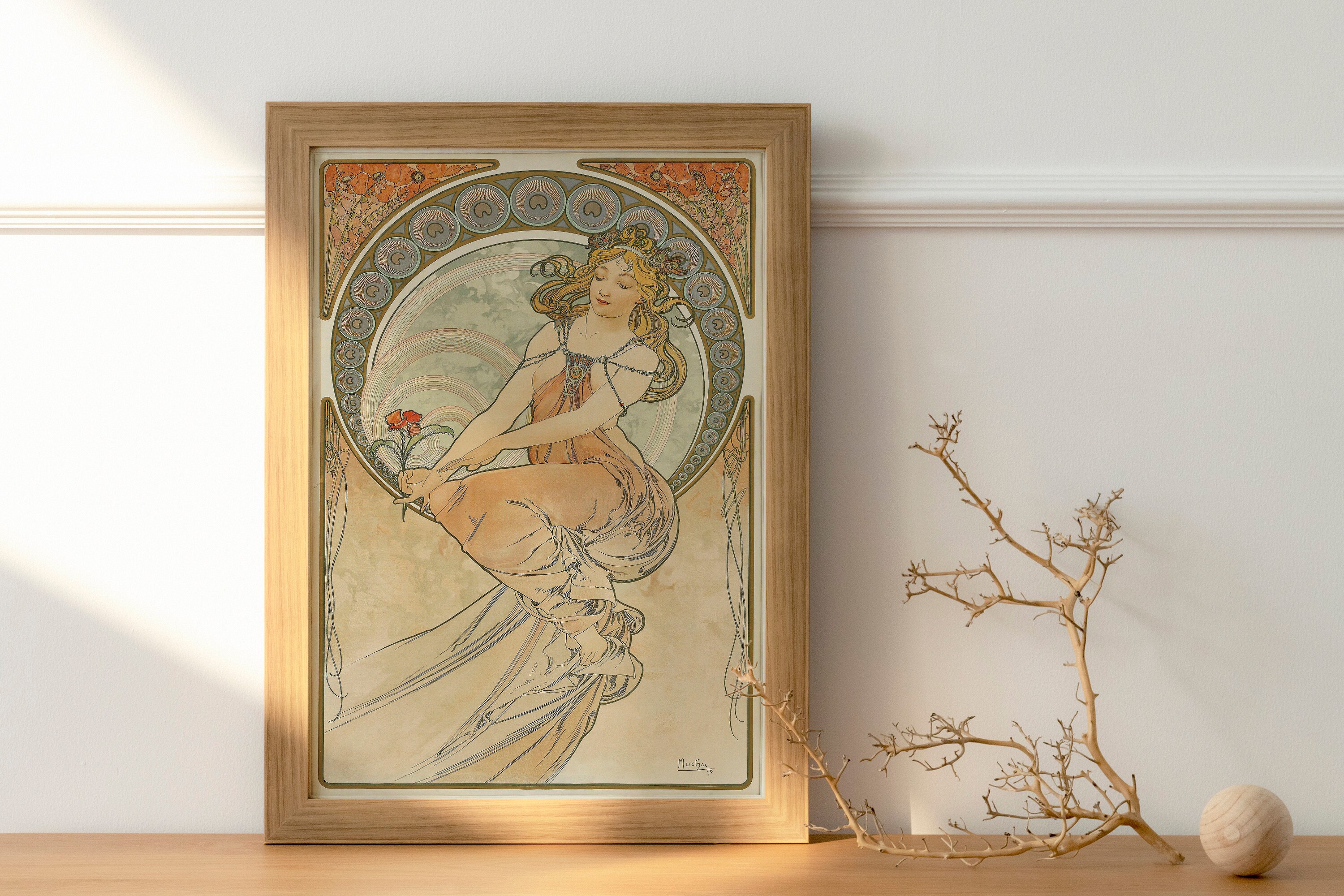 Alphonse Mucha Vintage Poster, Set mit zwei Vintage Kunstdrucken ...