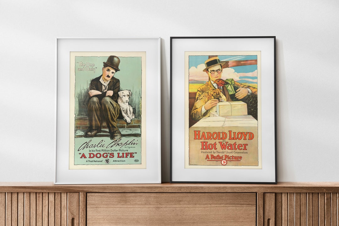 Vintage Posters Charlie Chaplin, Harold Lloyd , Set of Two Art Prints ...