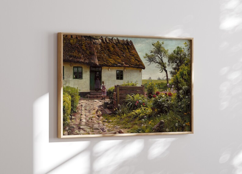 Farmhouse Cottag Painting, Vintage Art Print, Canvas Print Wall Art ...