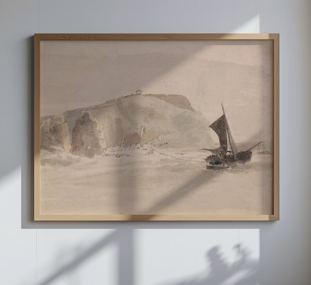 Shipwreck off the Needles, Vintage Art Print, Canvas Print Wall Art ...