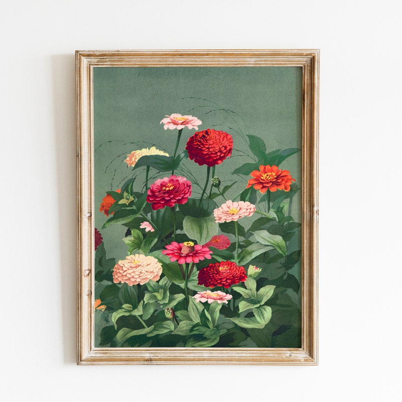 Zinnia Painting - Etsy