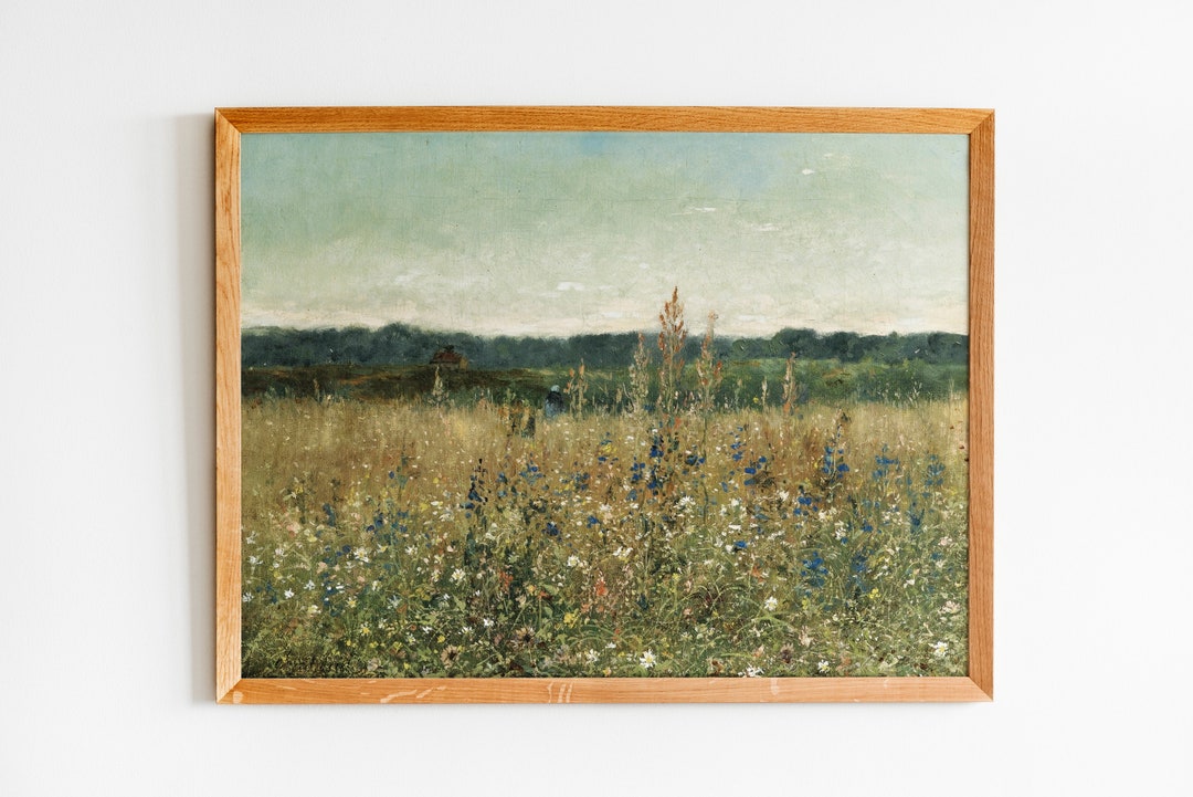 The Meadow Vintage Painting | Vintage Art Print | Canvas Print Wall Art ...