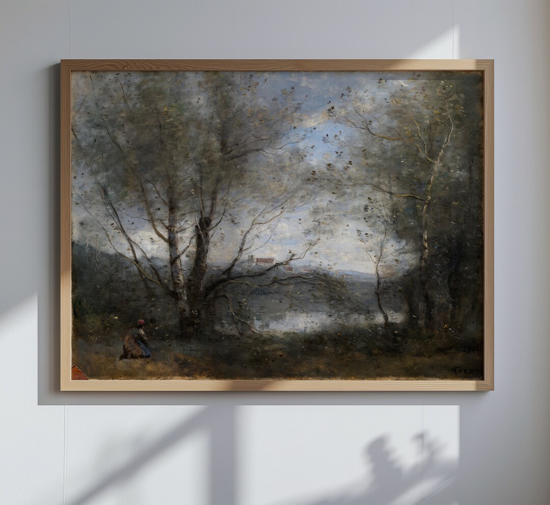 A Pond Seen Through the Tree, Vintage Art Print, Canvas Print Wall Art ...