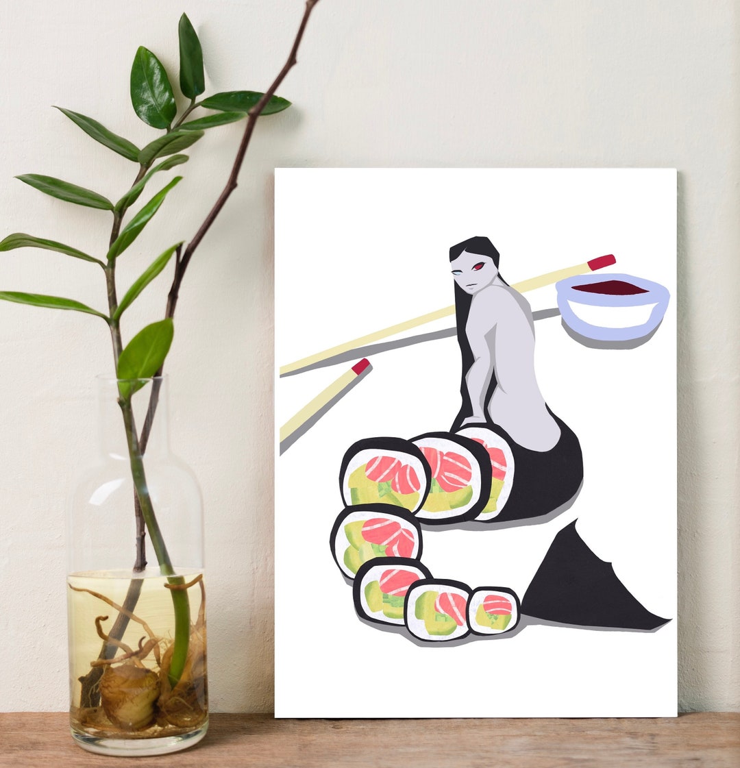 Mermaid Sushi Poster, Mermaid Sushi Wall Art, Mermaid Sushi ...