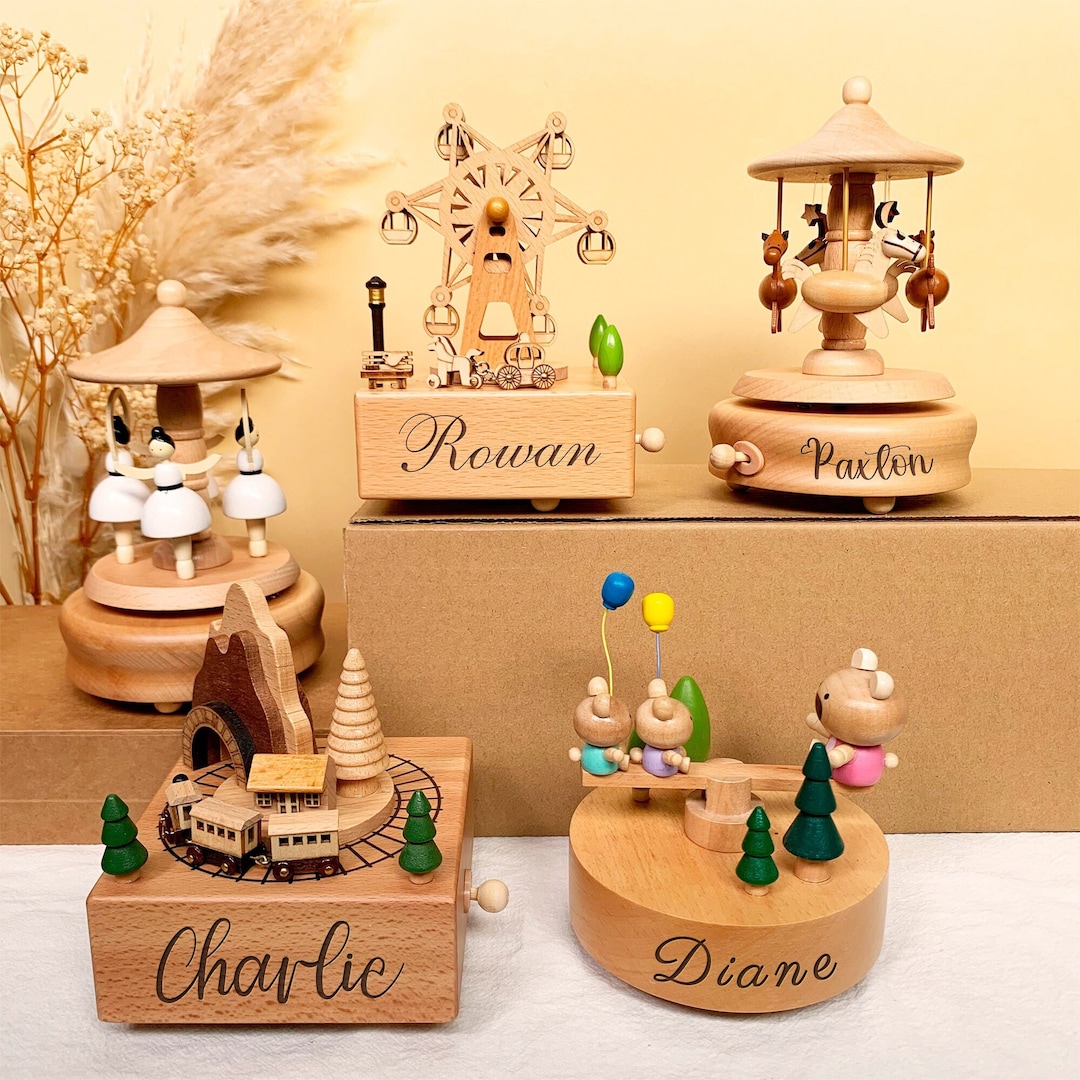 Customwooden Train Music Box/wooden Baby Toyspersonalized Wooden Music ...