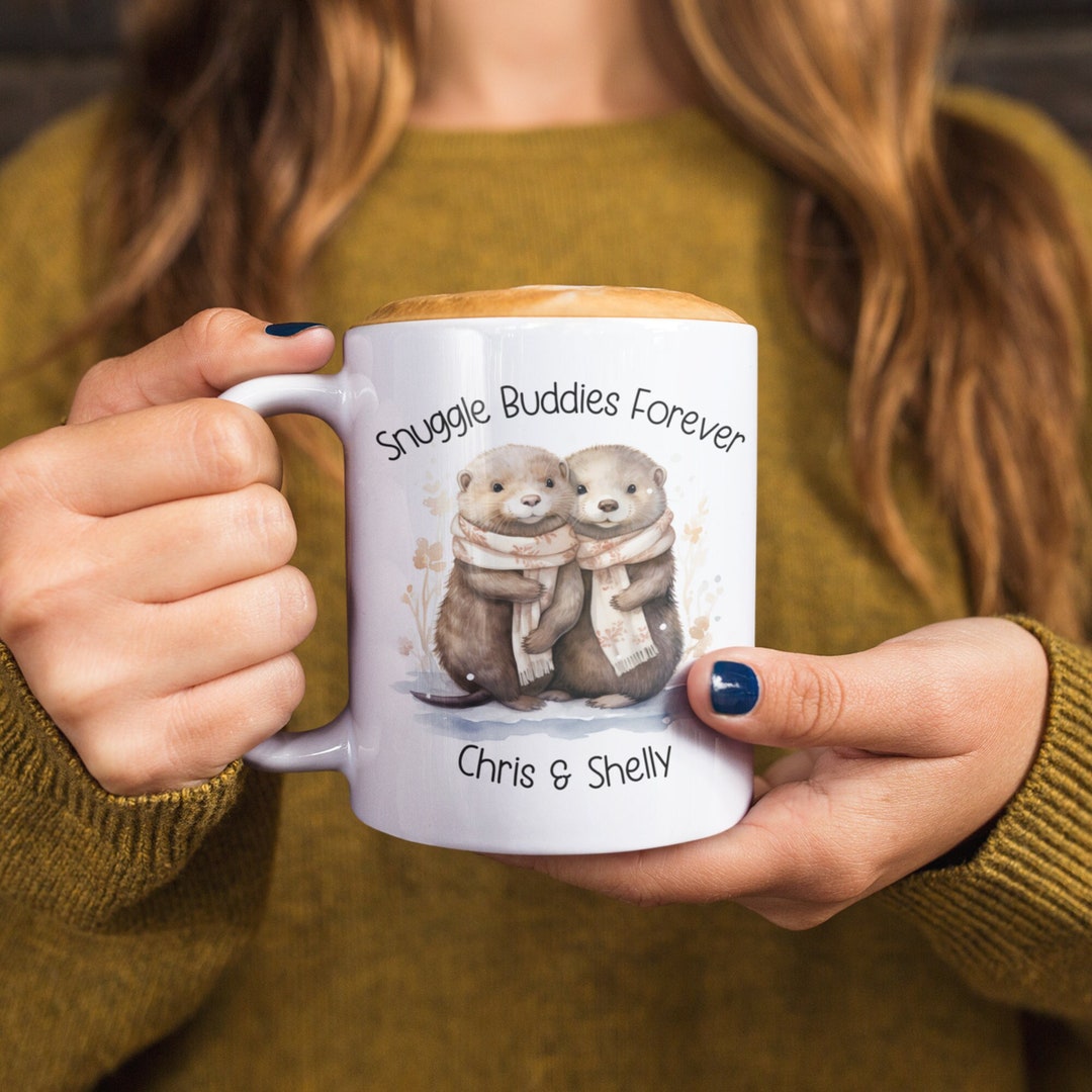 Personalized Gift Otter Mug With Names for Couple Anniversary - Etsy