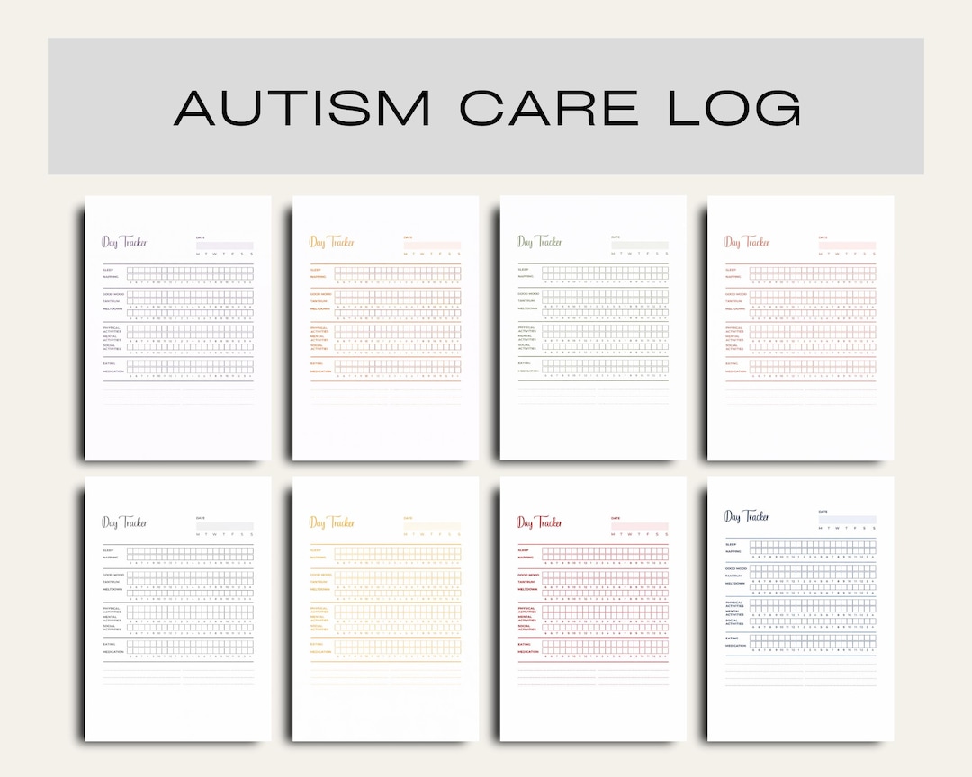 Autistic Child Care Log Printable, Day Tracker, Behavioural Log, Autism ...