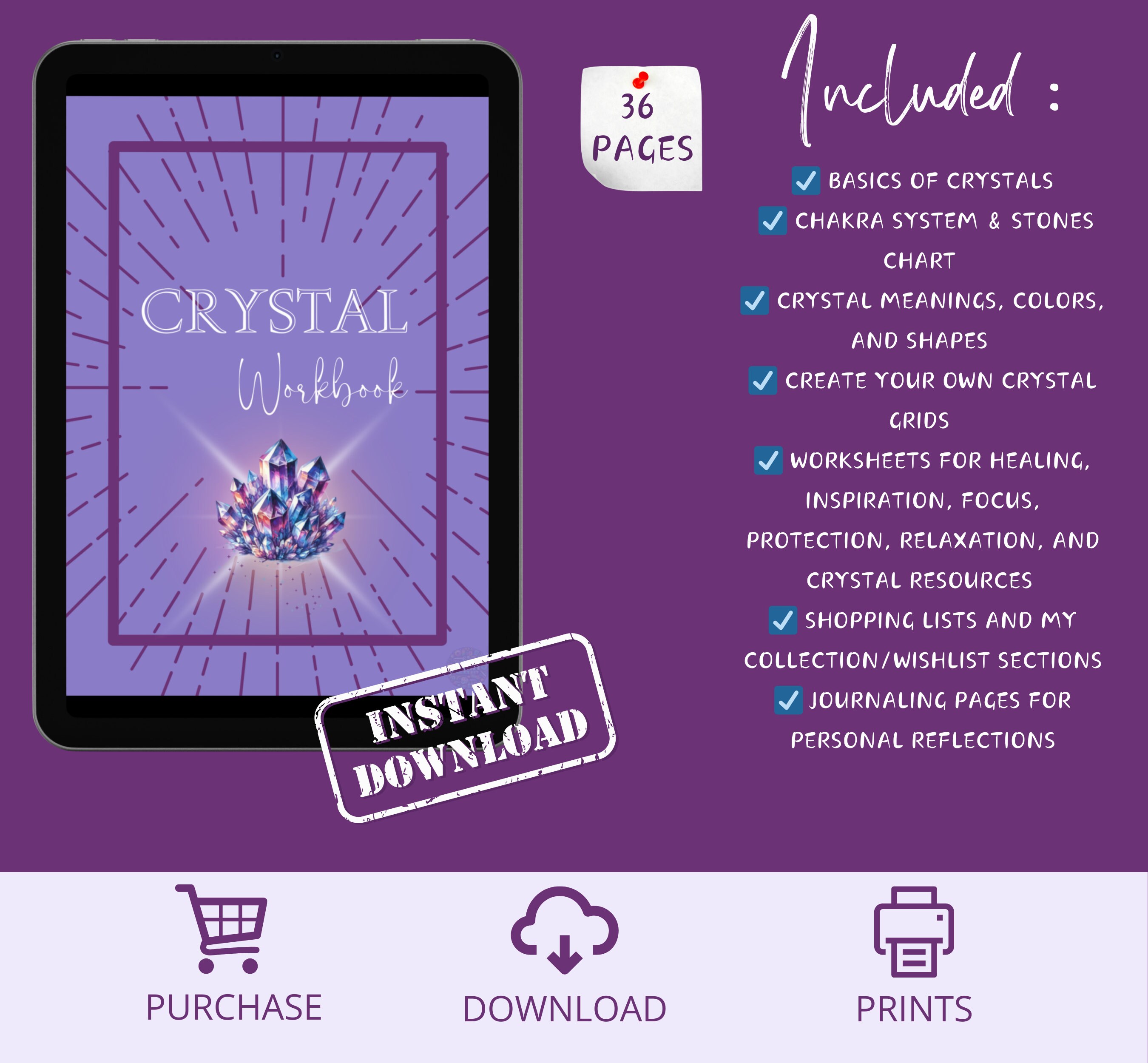 Crystal Planner Printable Instant Download Healing Workbook Digital ...