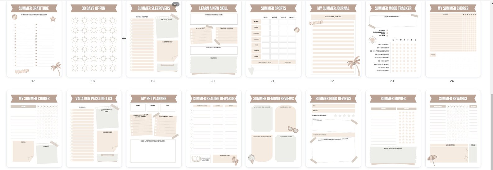 Kids Summer Planner | Printable Summer Bucket List & Activity Checklist ...