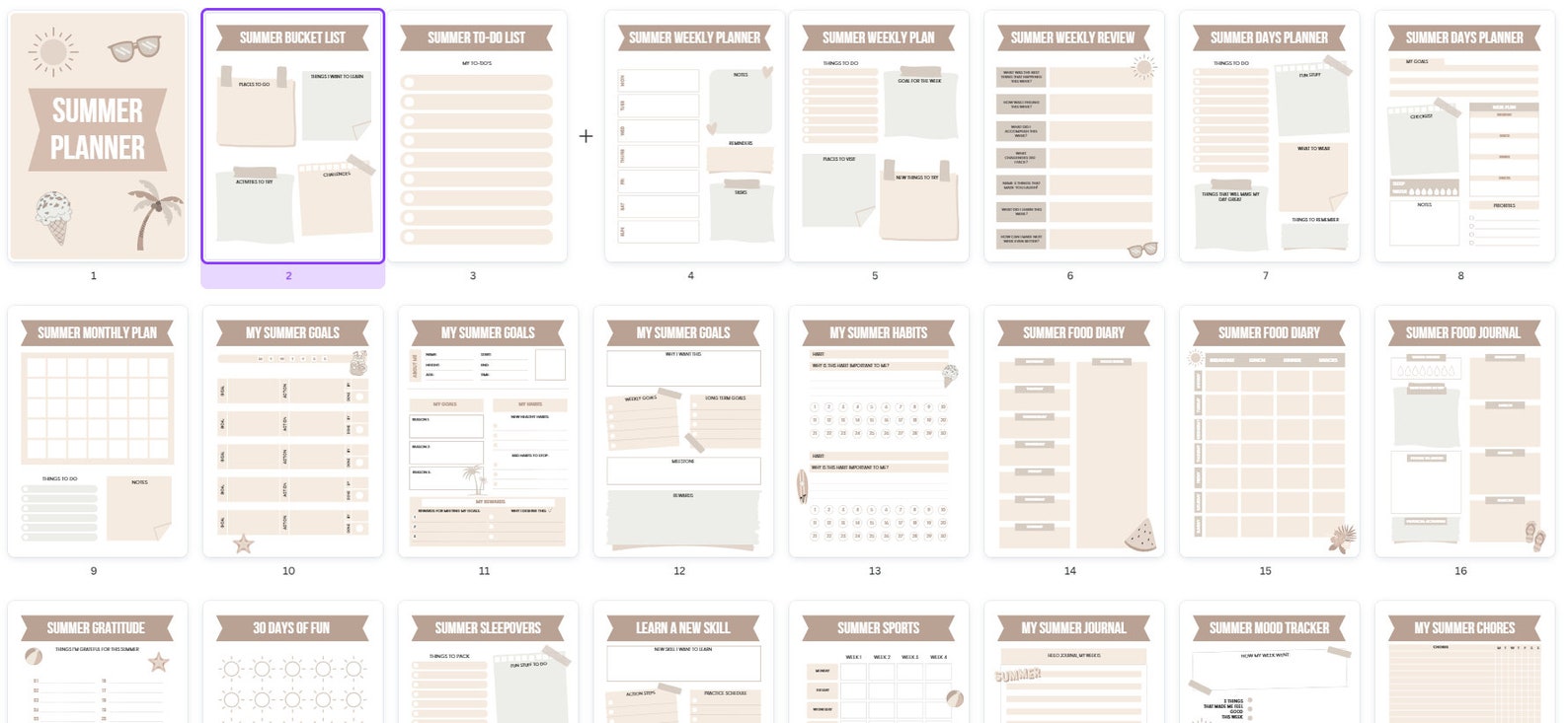 Kids Summer Planner | Printable Summer Bucket List & Activity Checklist ...