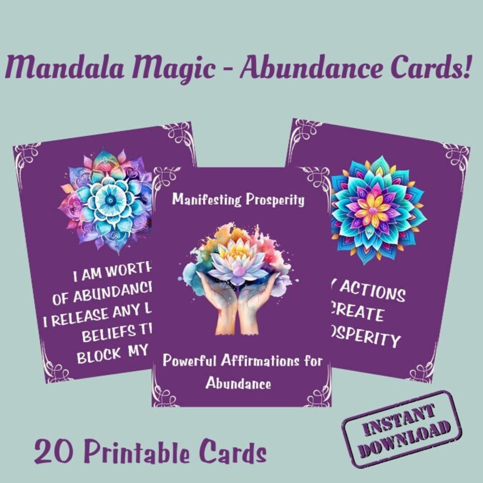 Printable Mandala Abundance Cards| Digital Download| PDF | Financial ...
