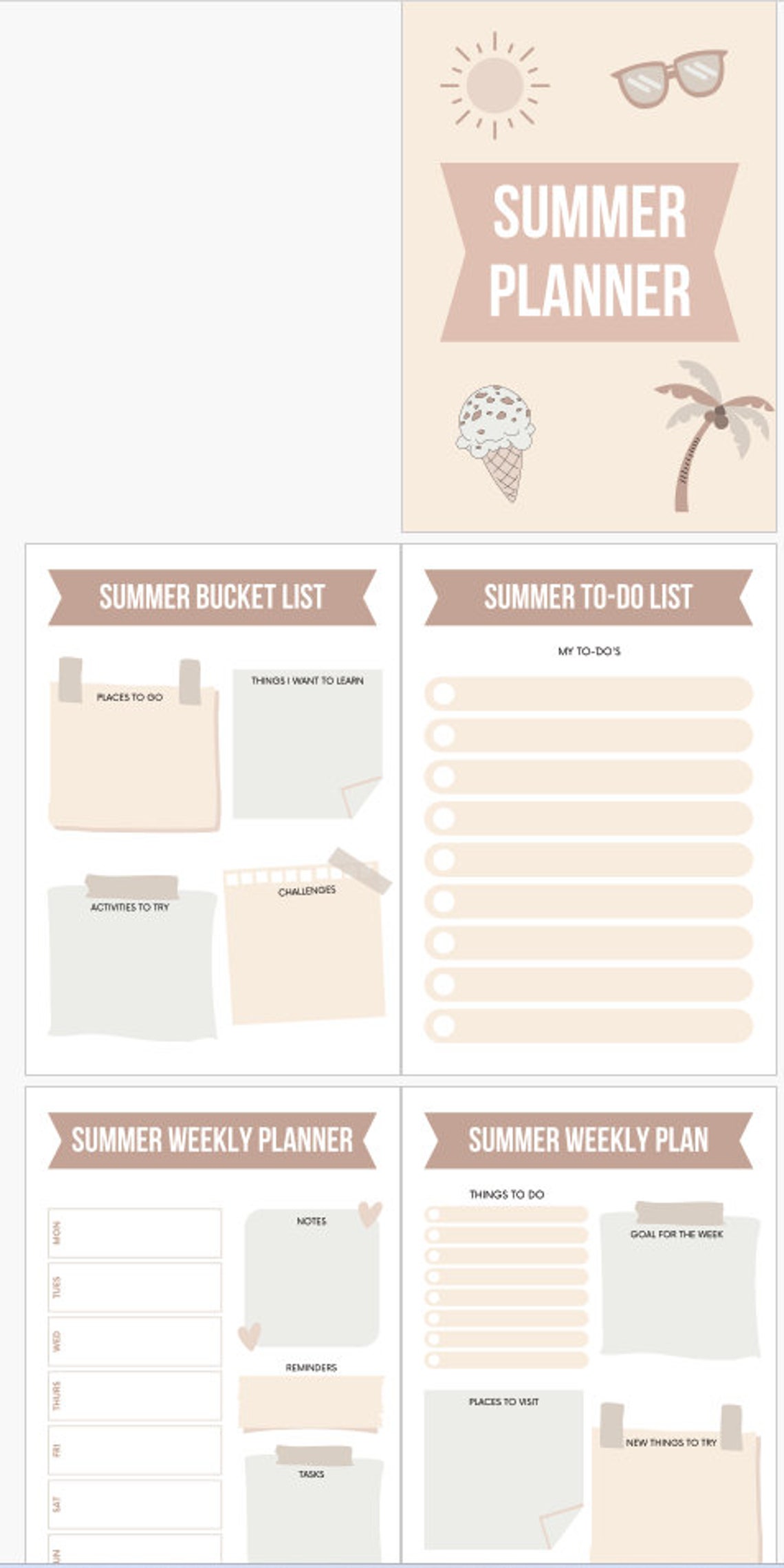 Kids Summer Planner | Printable Summer Bucket List & Activity Checklist ...