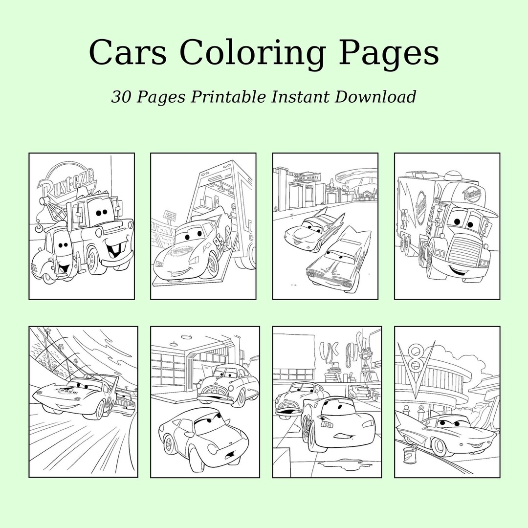 Cars Coloring Pages for Kids | 30 Fun Designs (printable) - Etsy