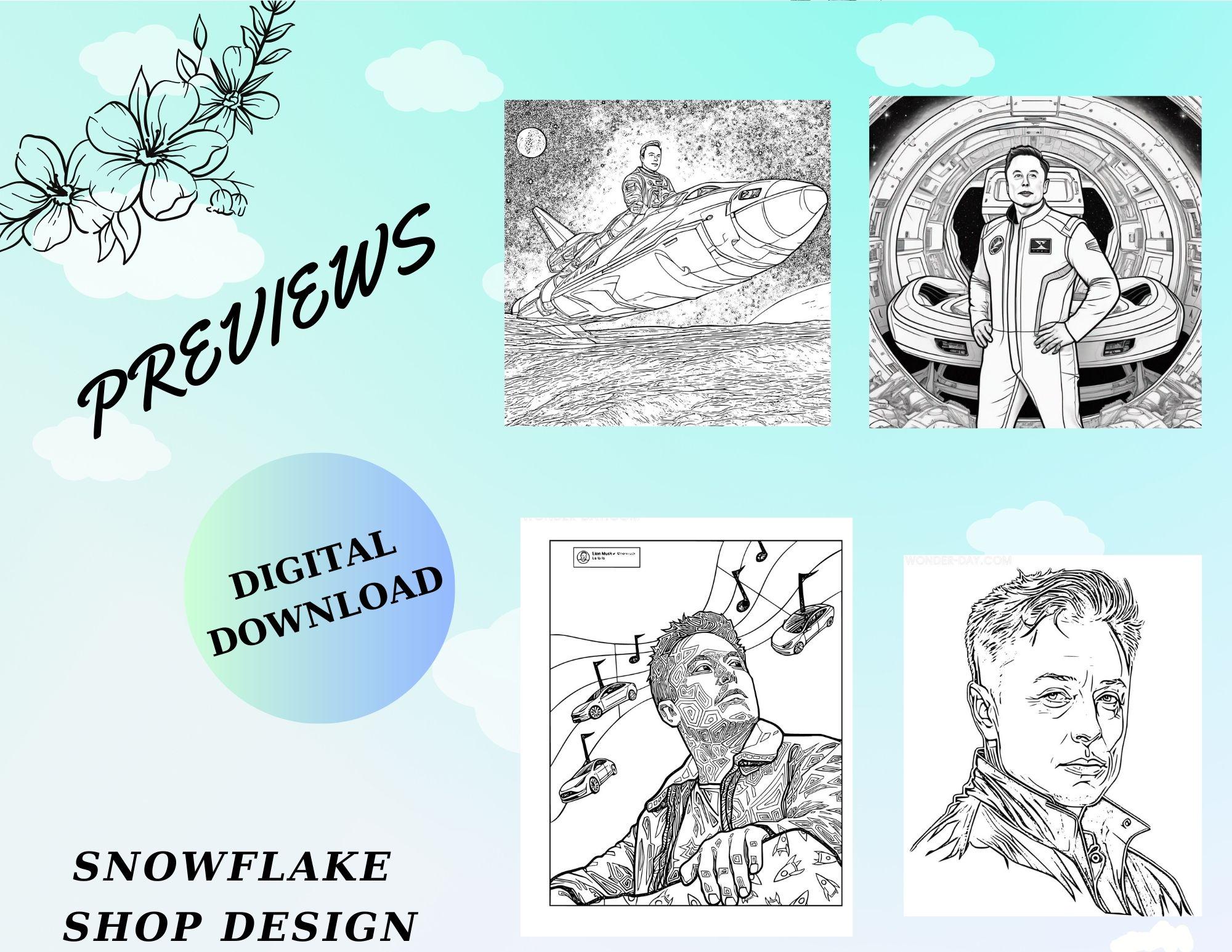 10 Elon Musk Coloring Pages/coloring Book Pages Printable for Children ...