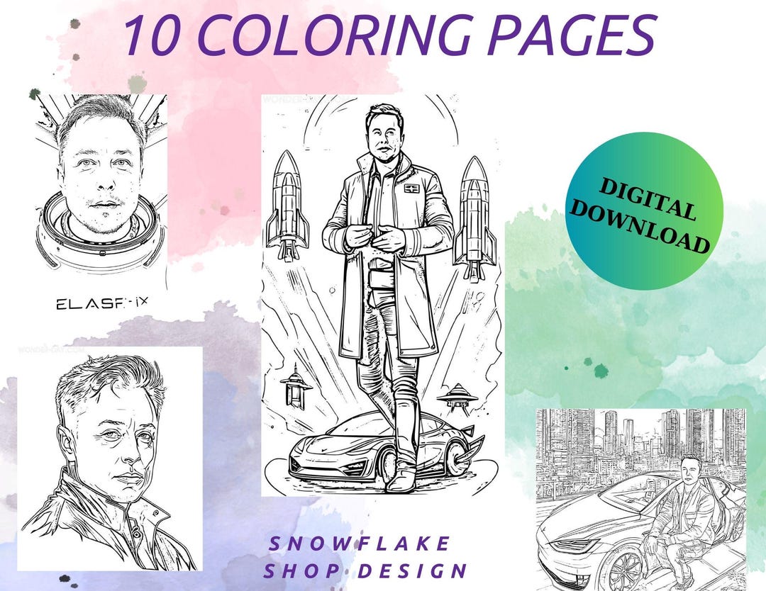 10 Elon Musk Coloring Pages/coloring Book Pages Printable for Children ...